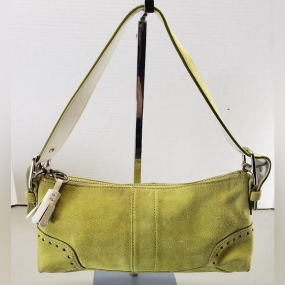 Coach | Bags | Vintage Coach Soho Chartreuse Green Suede Baguette ...